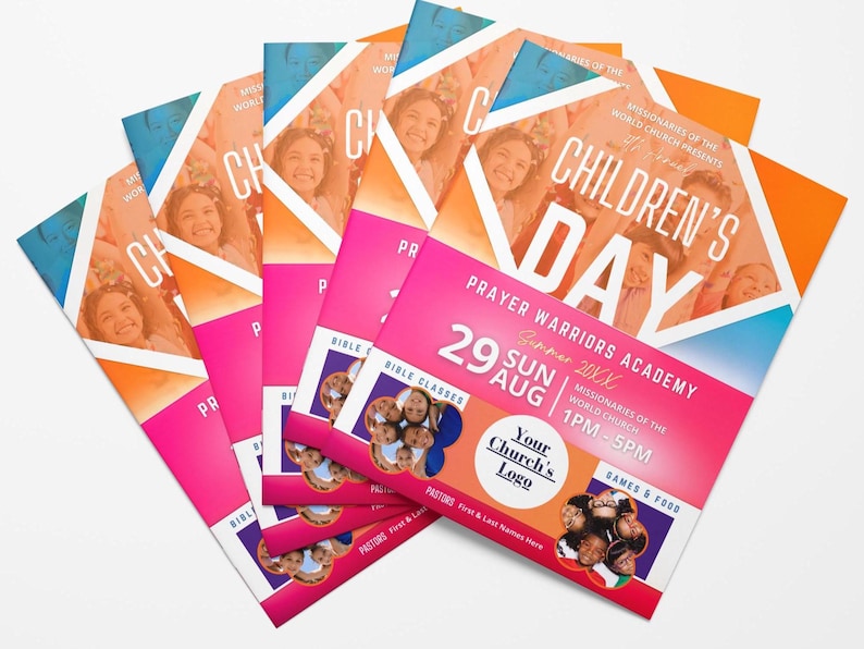 Editable Children's Ministry Program Template | Sunday School Bulletin ...