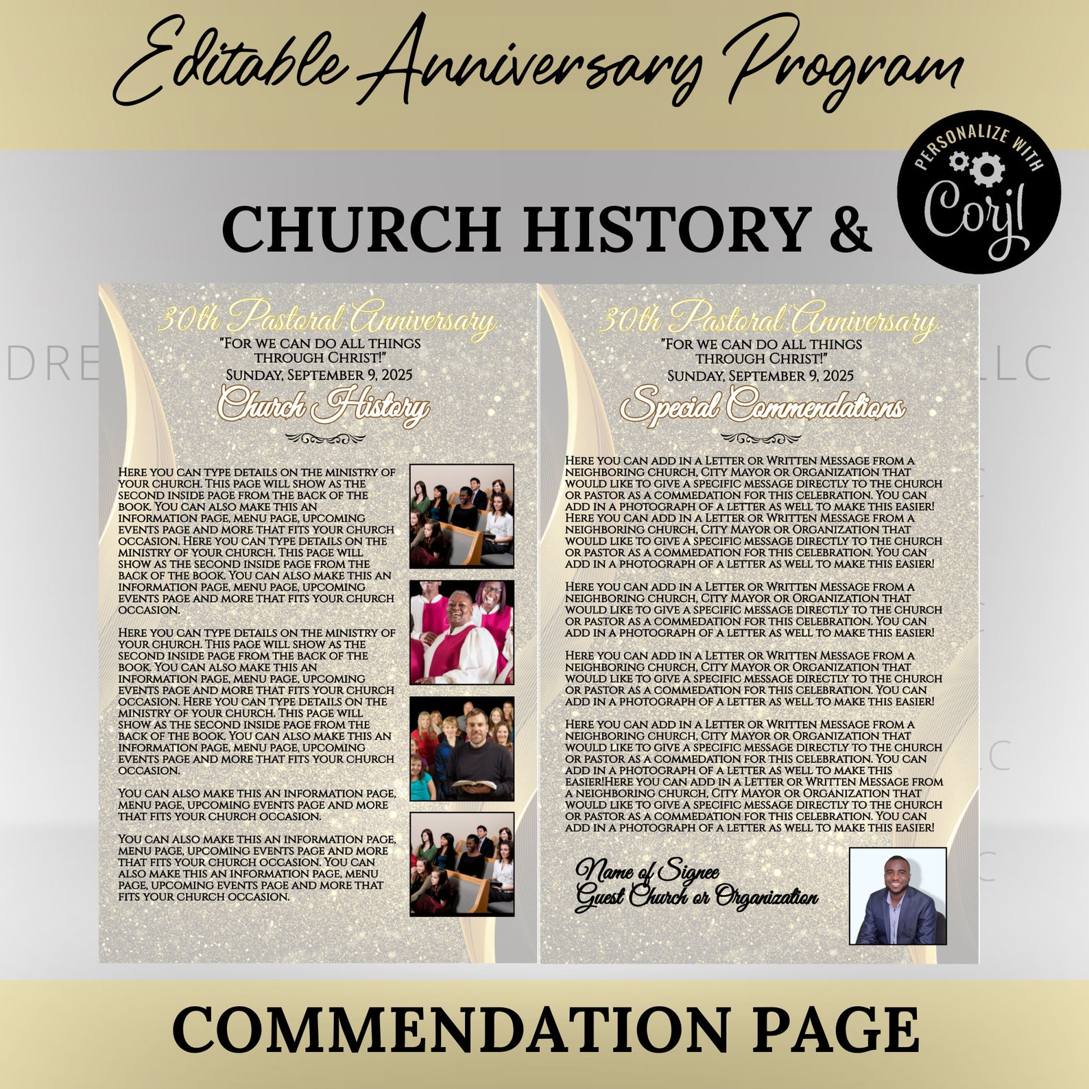 Pastor and Wife Church Anniversary Program Booklet Template - Etsy