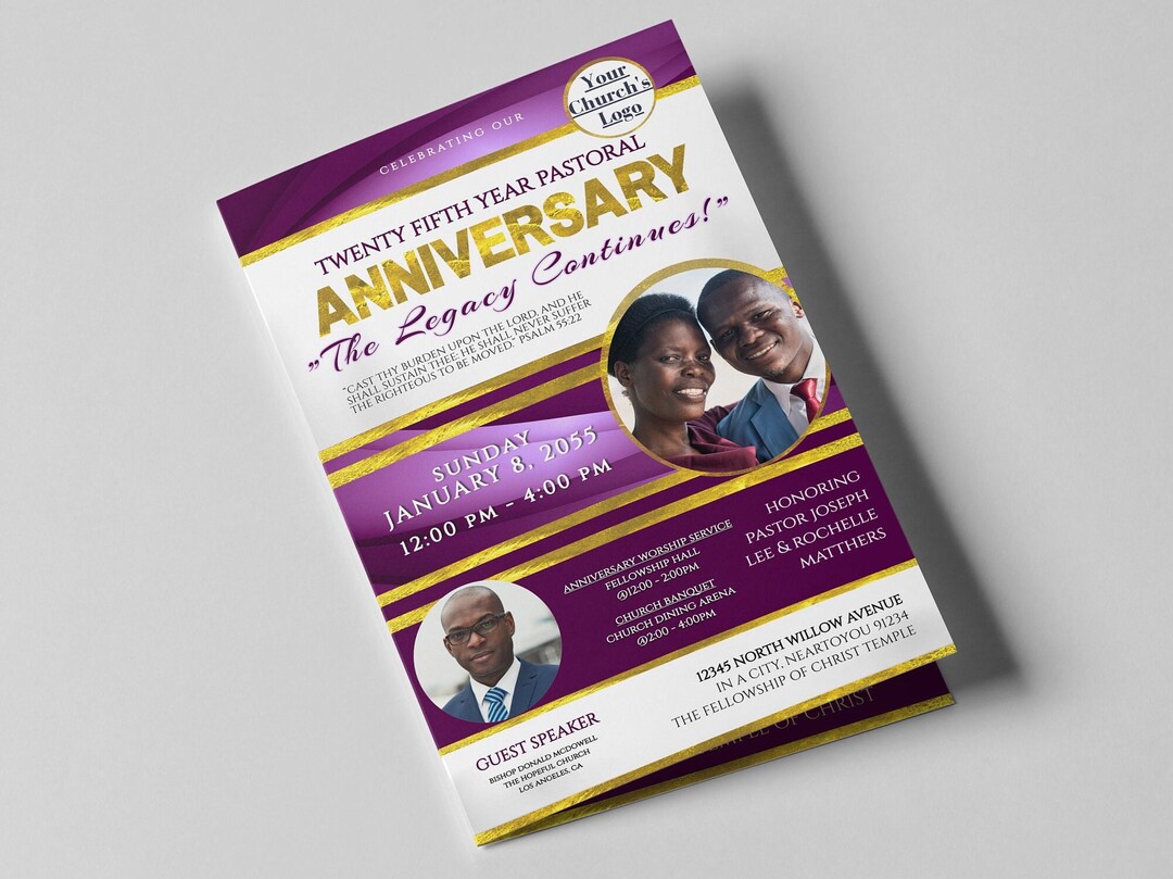 CORJL Church Anniversary Program Template | Pastor Church Anniversary ...