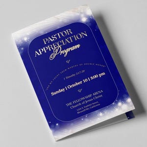 Pastor Appreciation Service Program Template | Editable in Corjl | Dark ...