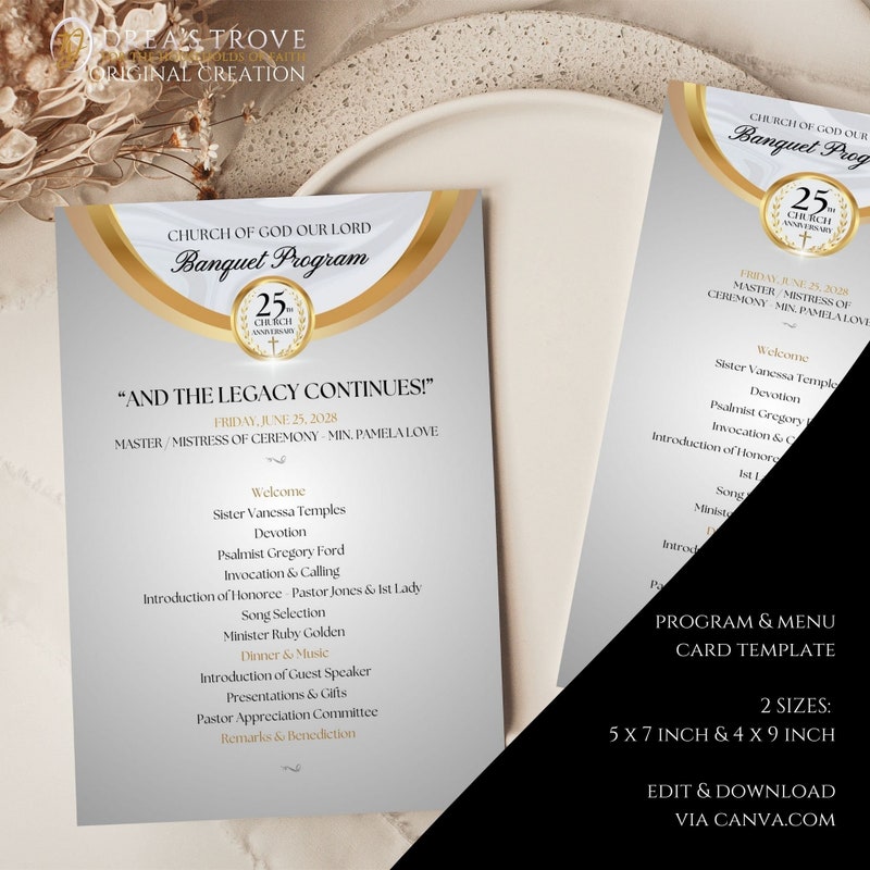 Gala Program Template - Etsy