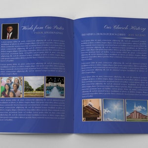 CANVA Church Anniversary Program Template | Royal Blue and Gold | Size ...