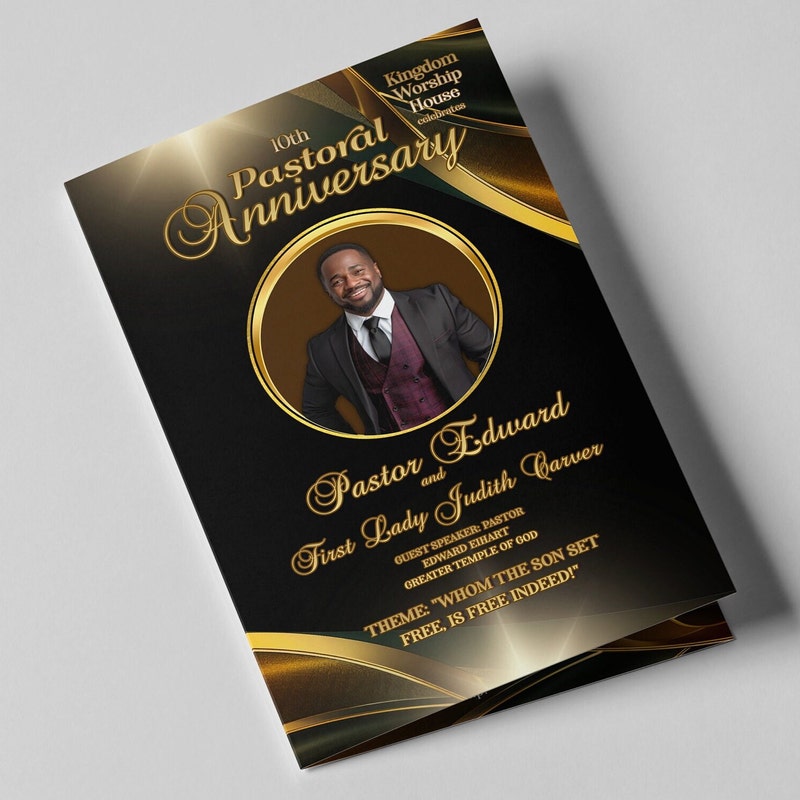 Black and Gold Church Program - Etsy