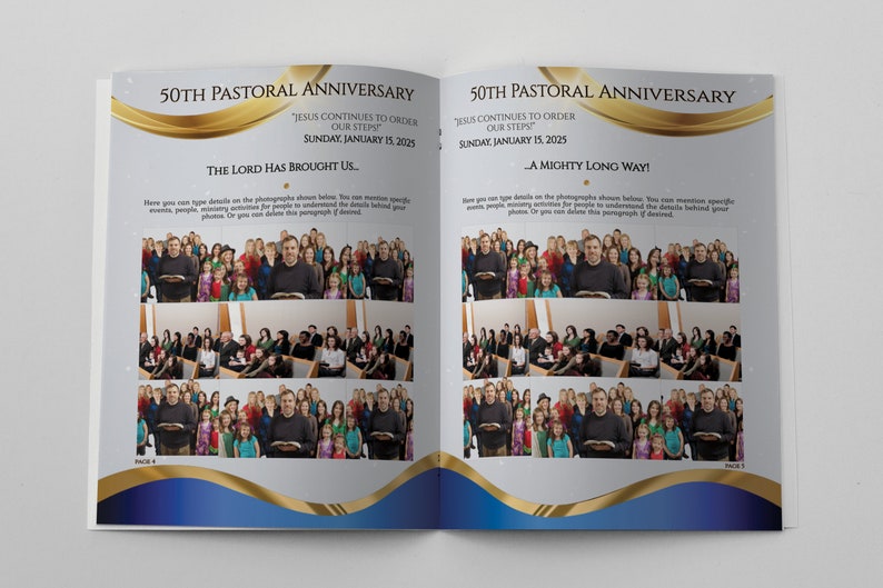 Blue & Gold Church Anniversary Program Template (Digital Download ...