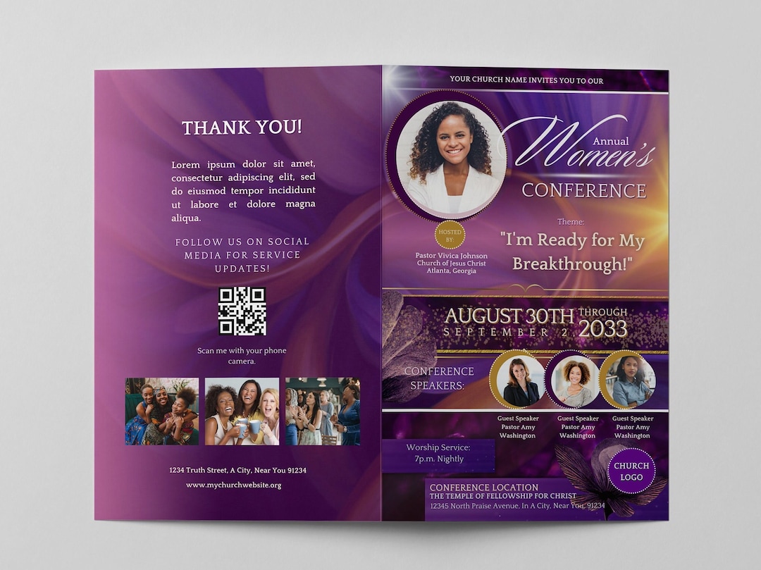 Canva Womens Church Conference Program | Editable Canva Template | Size ...