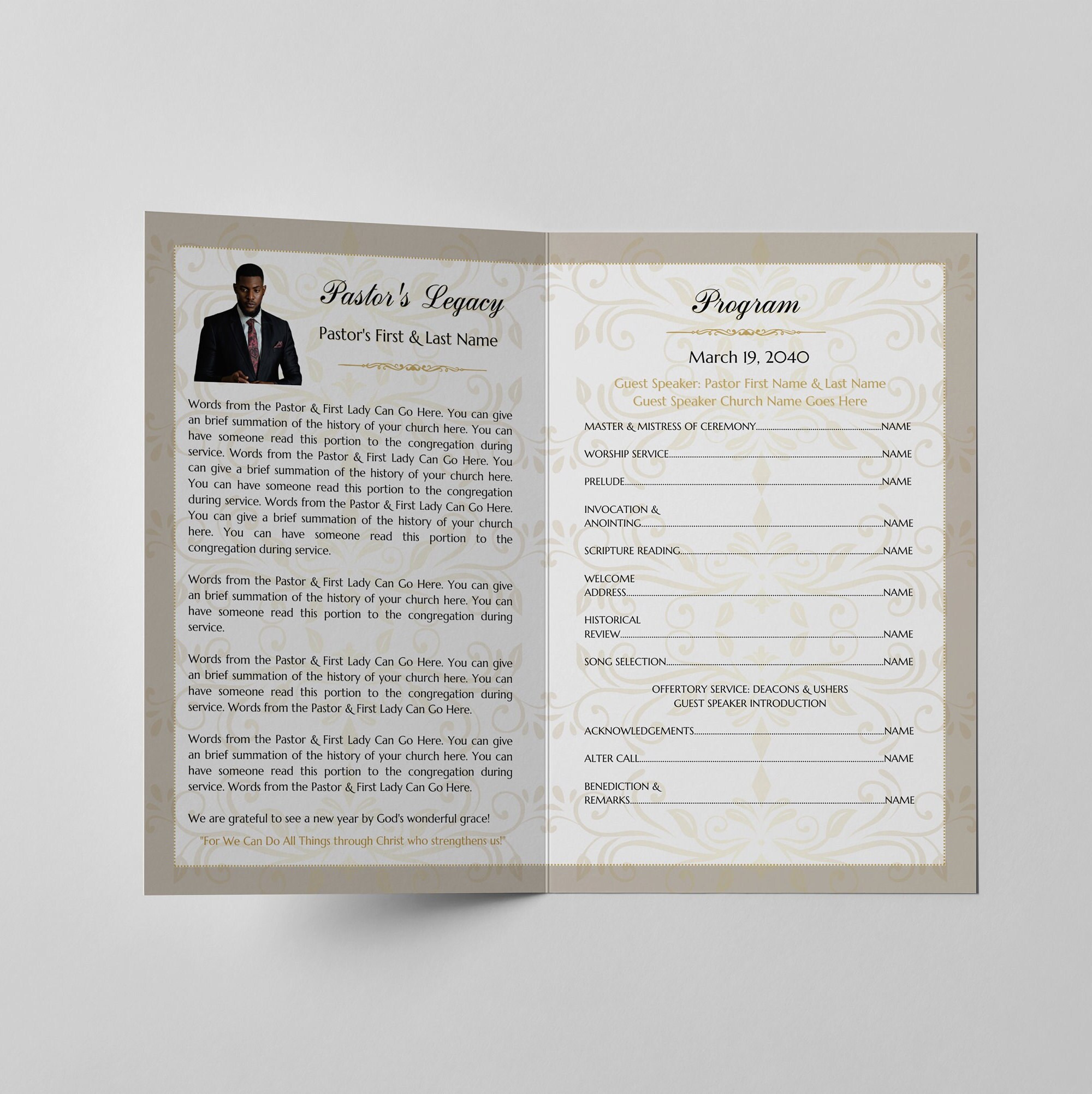 CANVA Pastor Appreciation Program | Editable Canva Template Bundle K200 ...