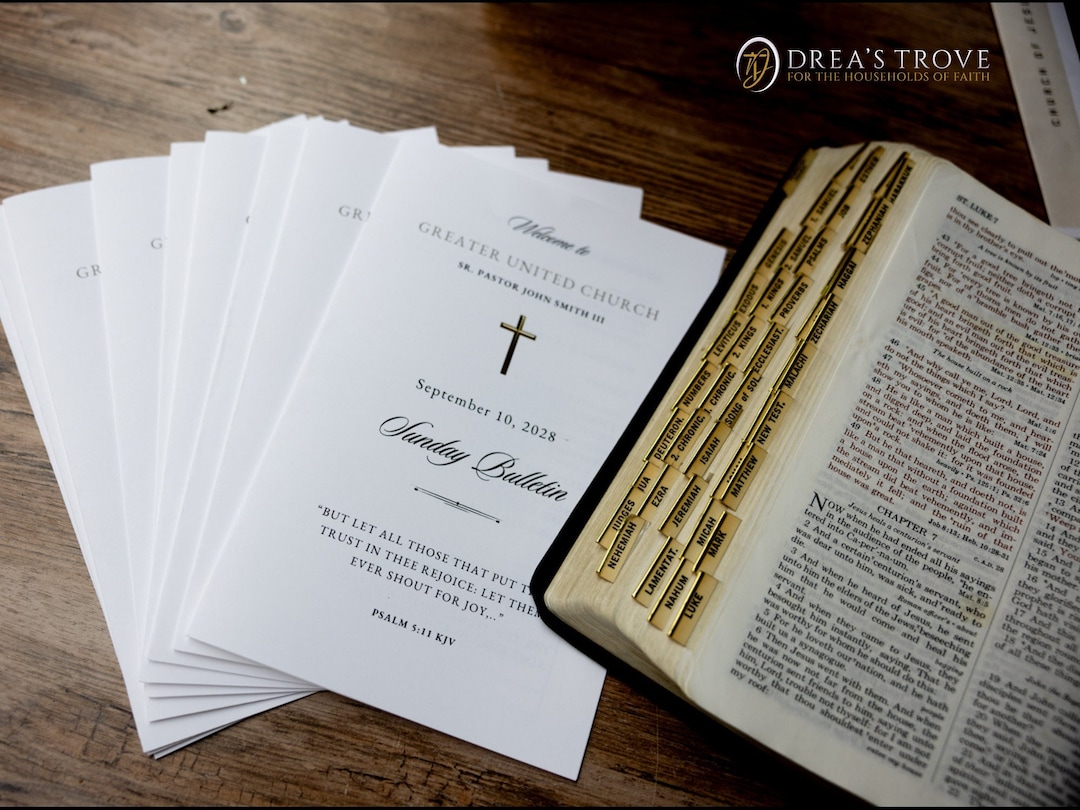 Editable Church Bulletin Template | Canva Bifold Program (digital ...