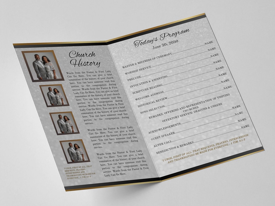 CANVA Editable Church Program Template Bundle Rich Black & Sparkle ...