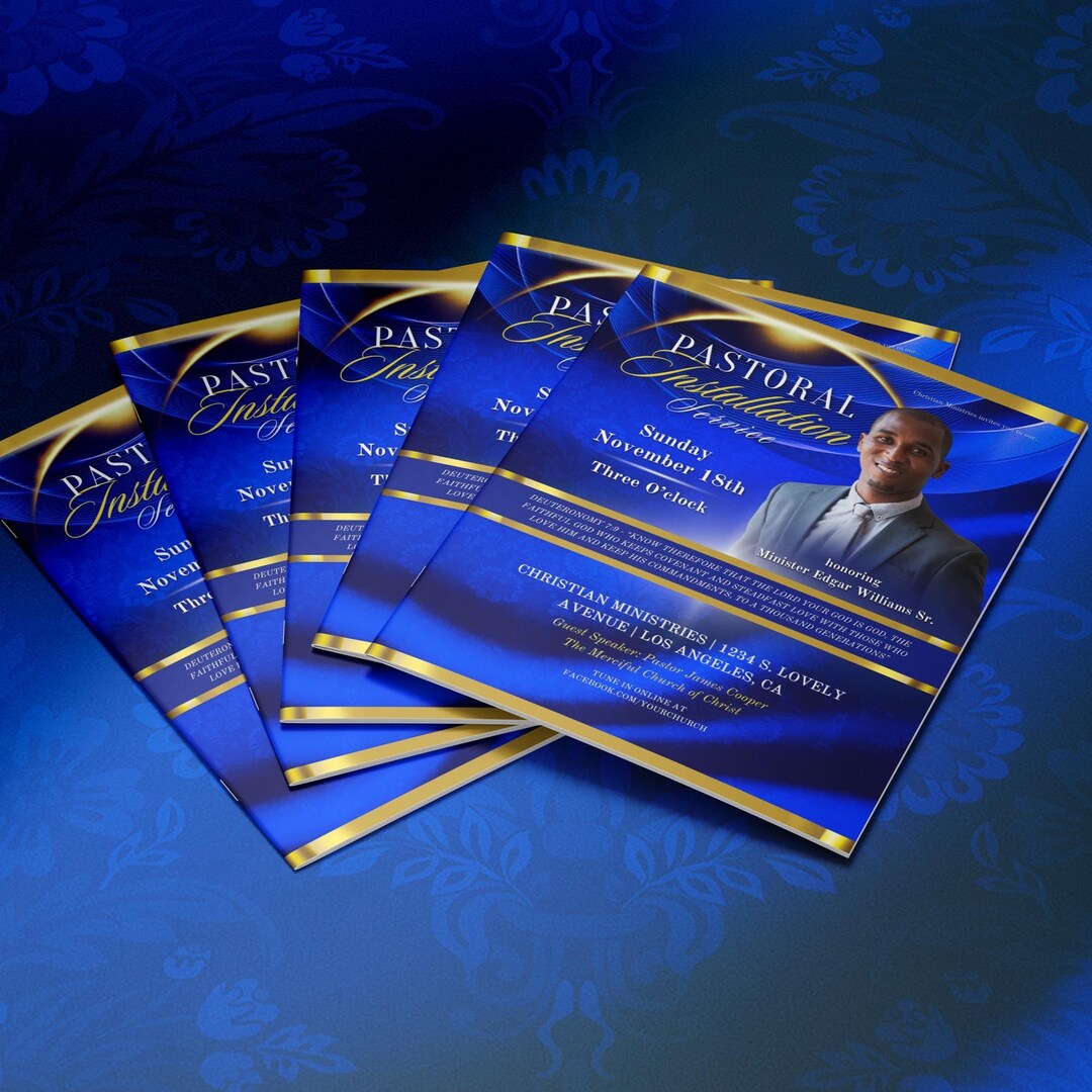 CANVA Pastoral Installation Service Program | Blue Gold Service Book ...