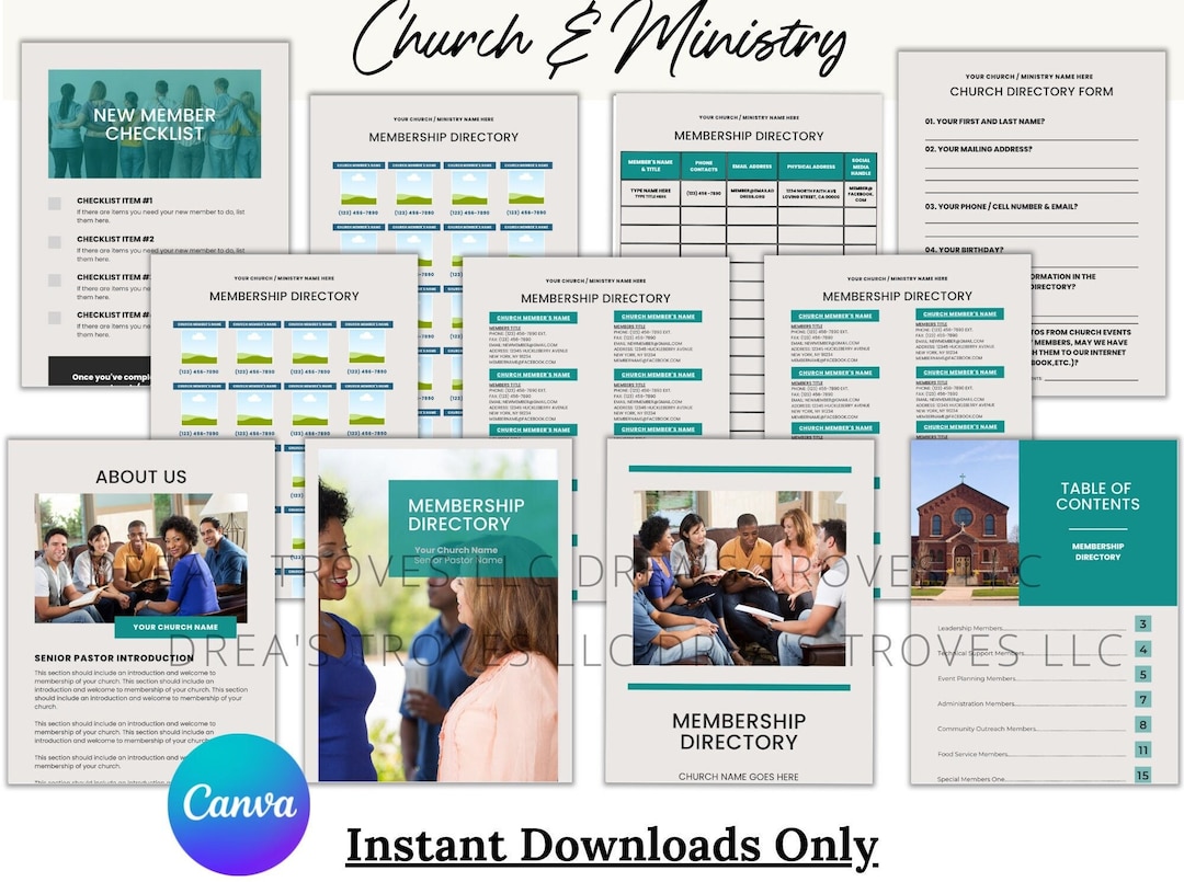 Church Membership Directory Template | Canva Editable (8.5x5.5 Booklet ...