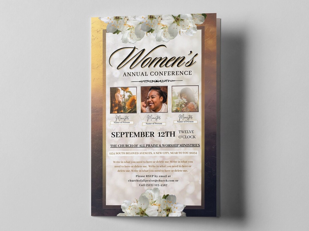 CANVA Womens Day Program | Editable Template | Sizes: 11x8.5 | Faithful ...