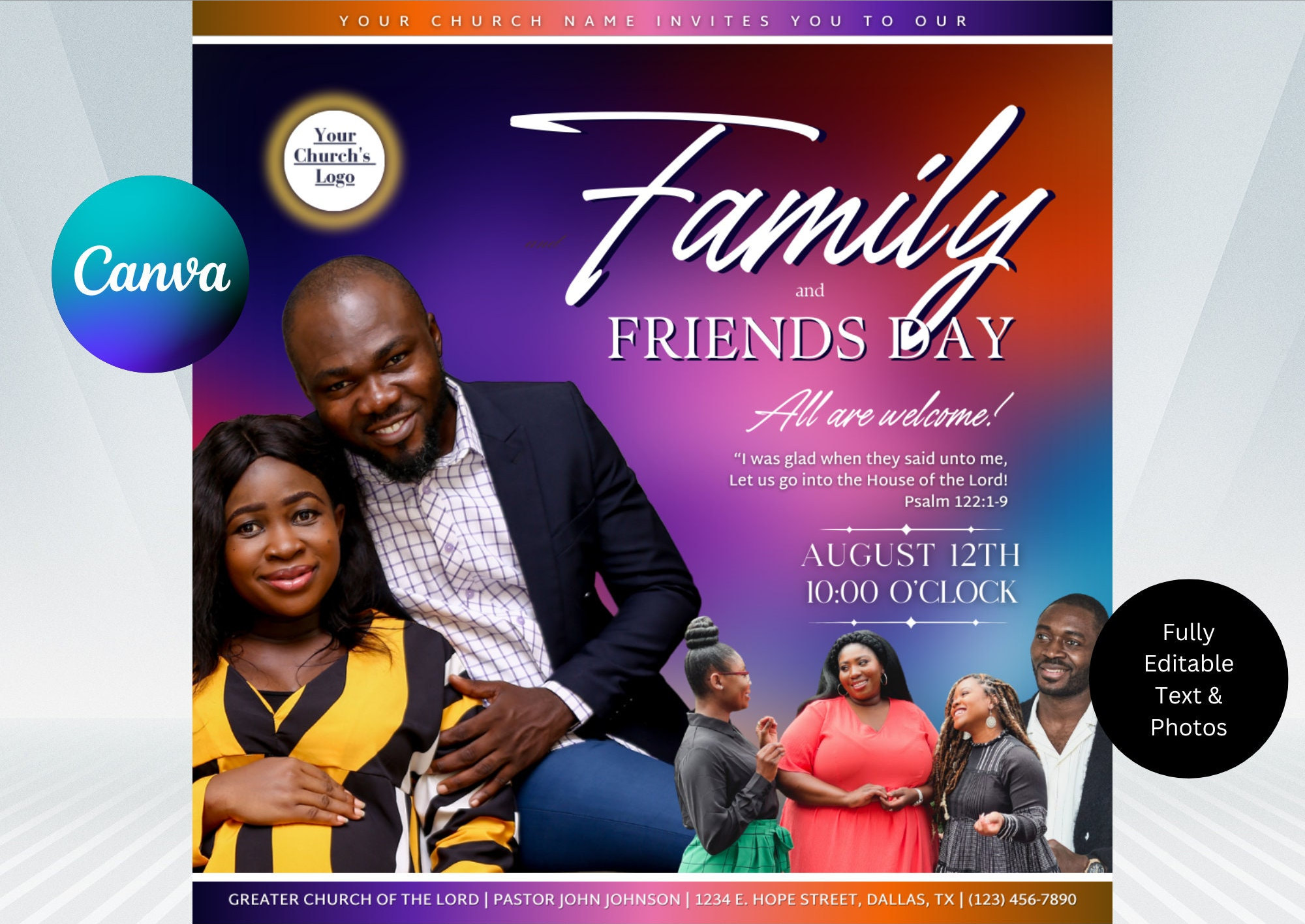 Church Family & Friends Day Flyer Invitation | Canva Template - Etsy