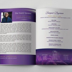 Purple Church Program Template | Pastor Appreciation, Anniversary ...