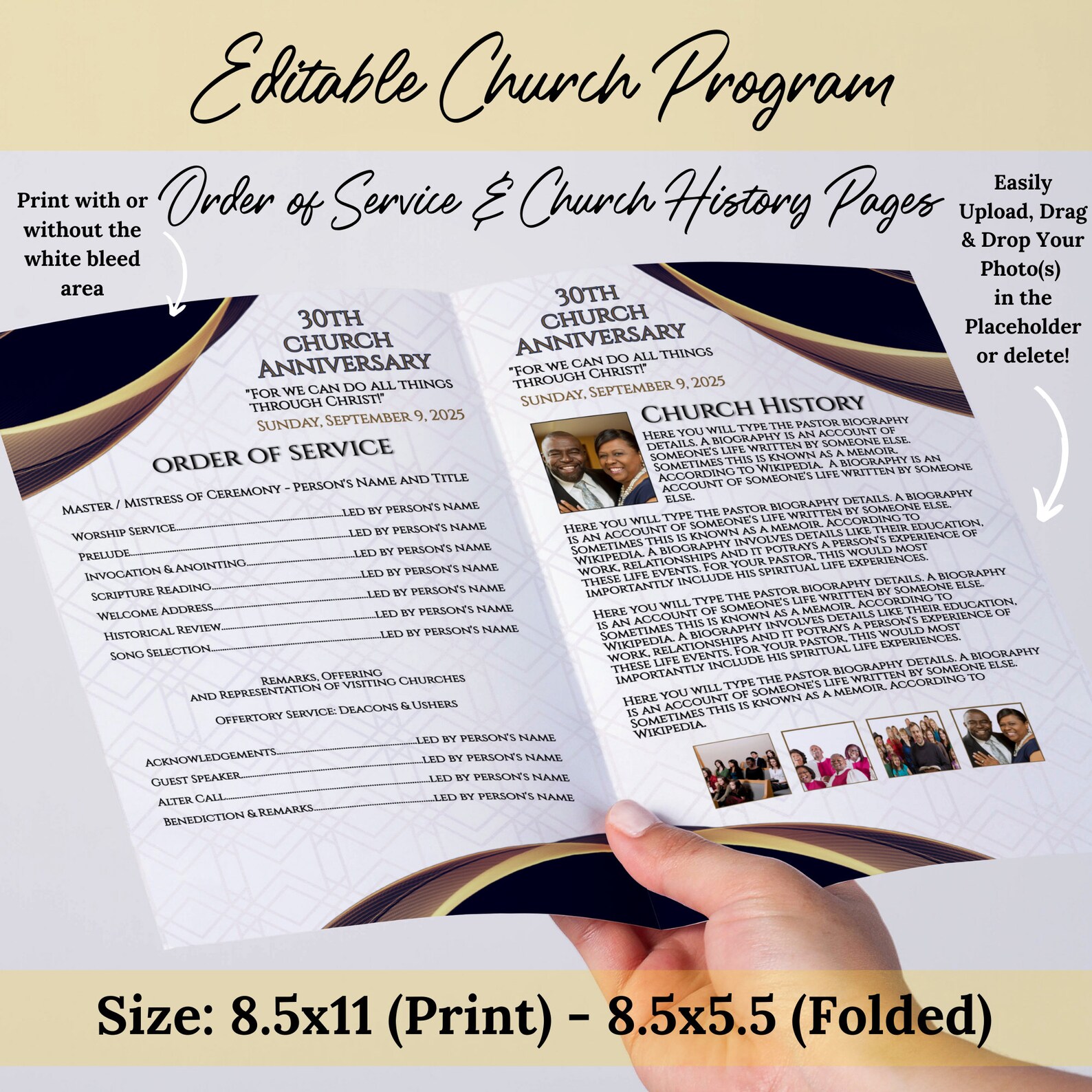 Pastor and Wife Church Anniversary Program Editable Template - Etsy