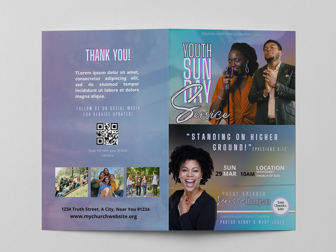 CANVA Youth Church Program Template Youth Event Brochure Program Youth ...