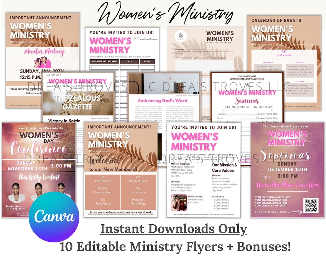 CANVA Church Flyer Pack (women's Ministry) | Editable Flyers in Canva ...