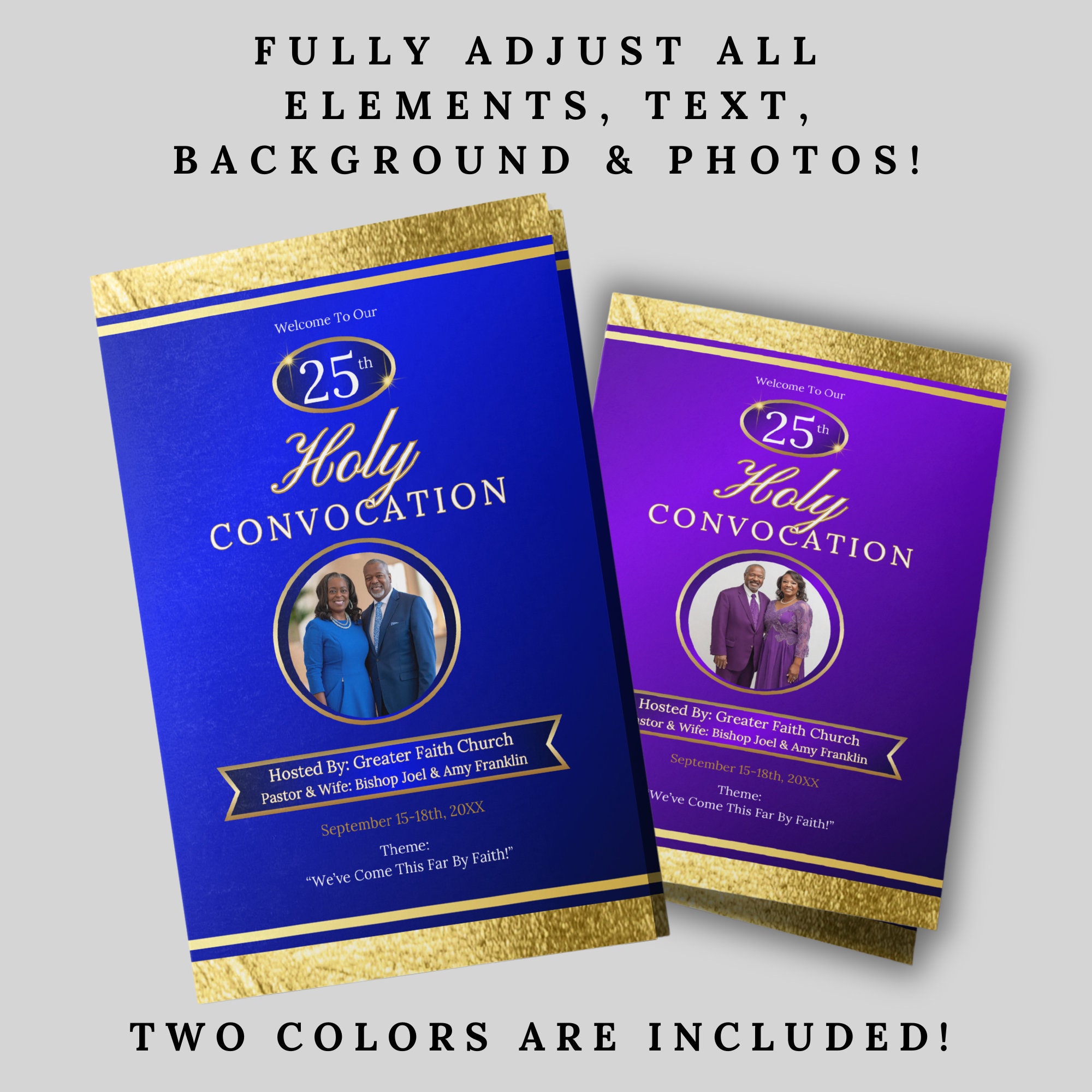 Blue Church Program Template | Canva Pastor Anniversary Program ...
