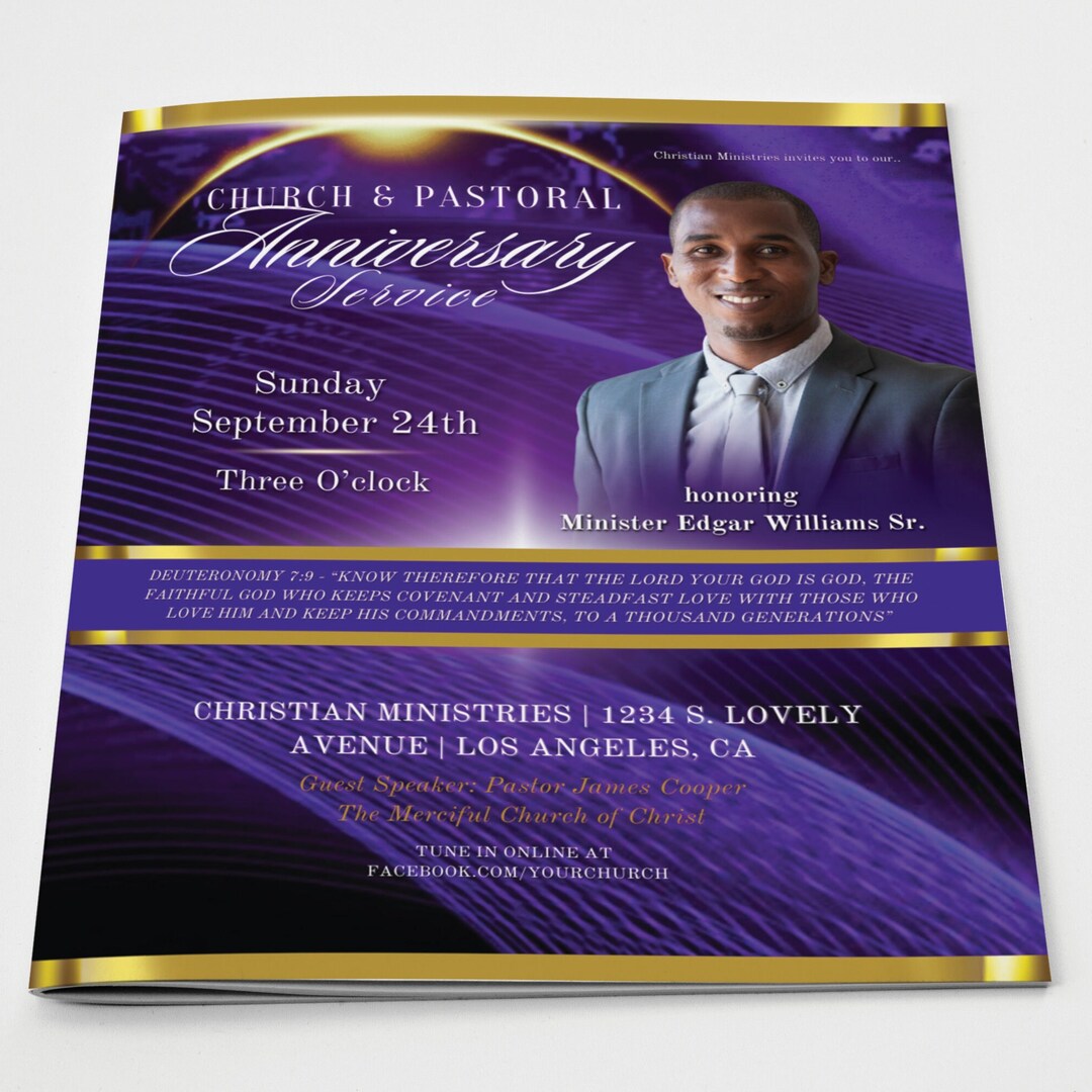 CANVA Pastor Anniversary Program Pastoral Church Canva Template Purple ...