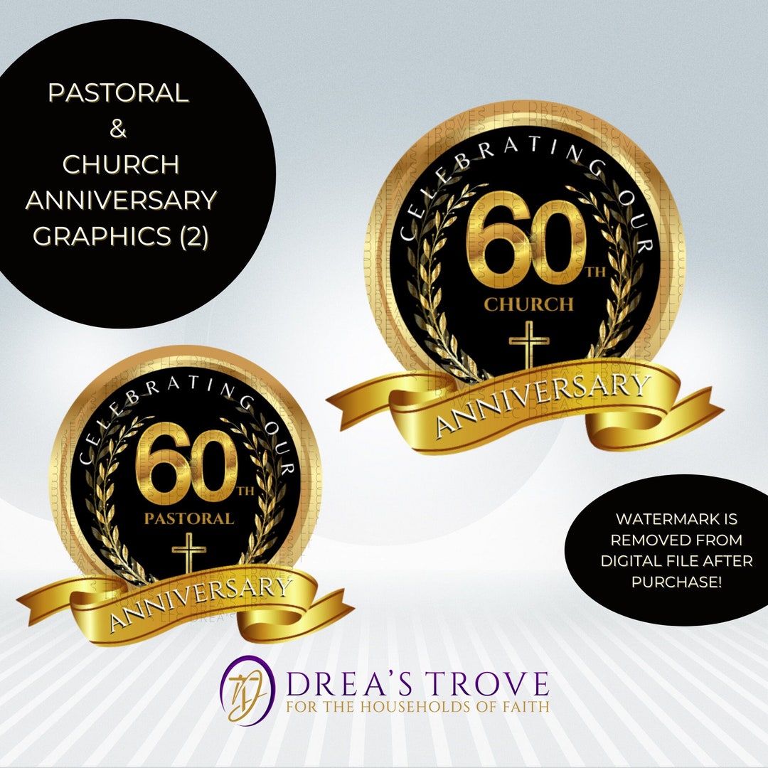 Church Anniversary | Pastor Appreciation Graphic Logo | 60 Year - Gold ...