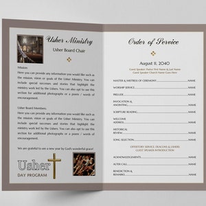 CANVA Church Usher Anniversary Day Program | 11x8.5 US Letter Bulletin | Canva Template Design ...