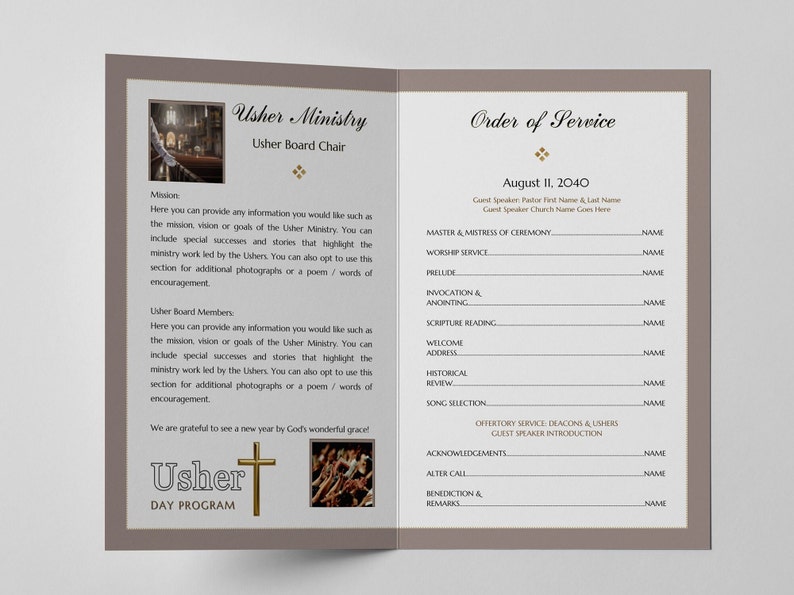 Church Usher Day Program Template | Anniversary, Communion, Pack a Pew ...