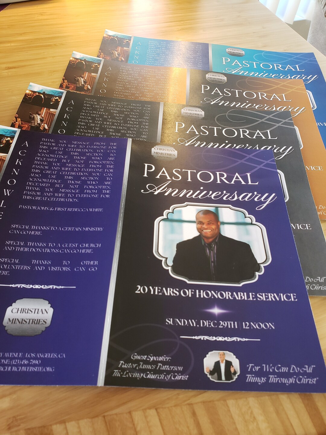 Pastoral Anniversary Program Template - Elegant Silver Design (canva ...