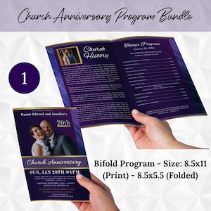 CANVA Church Anniversary Program | Bundle | Deep Purple Gold | Bifold ...