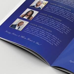 CANVA Church Anniversary Program Template | Royal Blue and Gold | Size ...