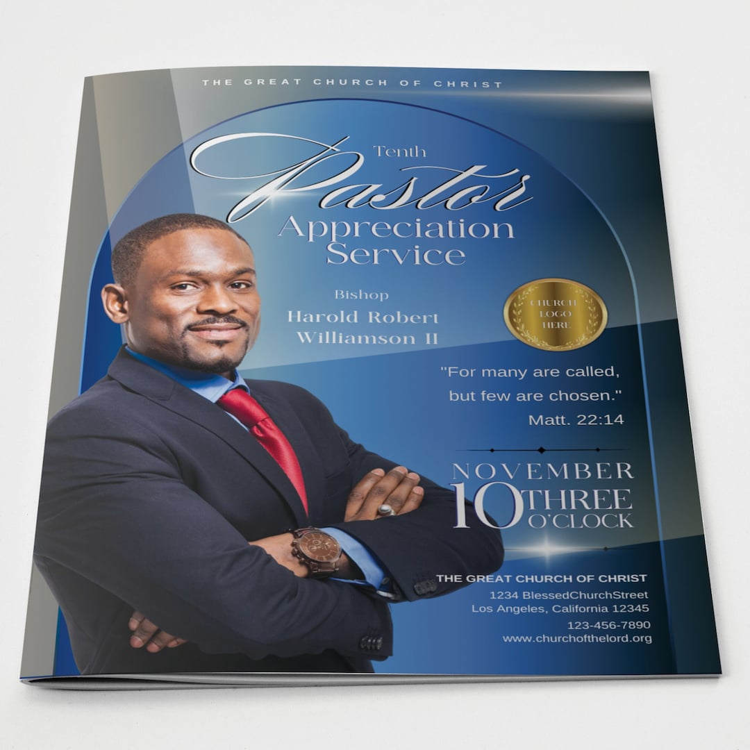 CANVA Church Anniversary Program | Canva Template | Blue | Size: 11x17 ...