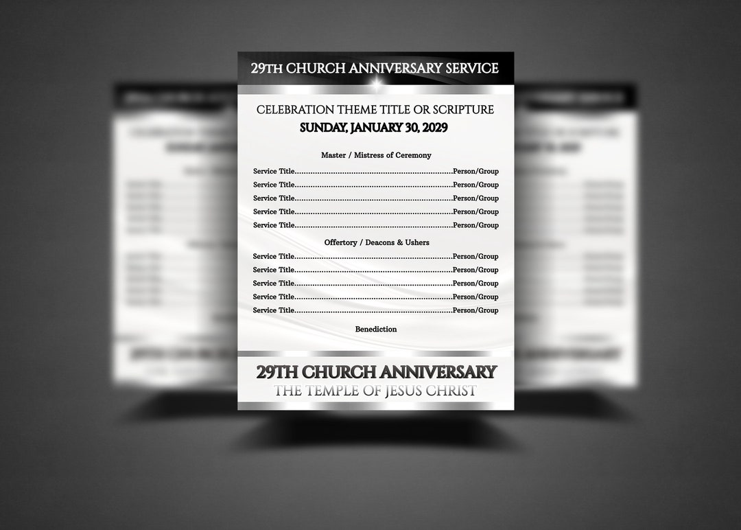 CORJL Church Anniversary Invitation & Program DIY Flyer ...
