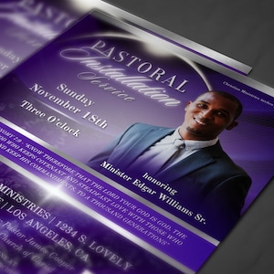 CANVA Pastoral Installation Service Flyer | Purple & Silver Pastor ...