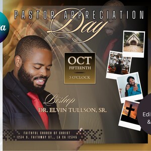 CANVA Pastor Appreciation Day Invitation | Canva | Gold & Black ...