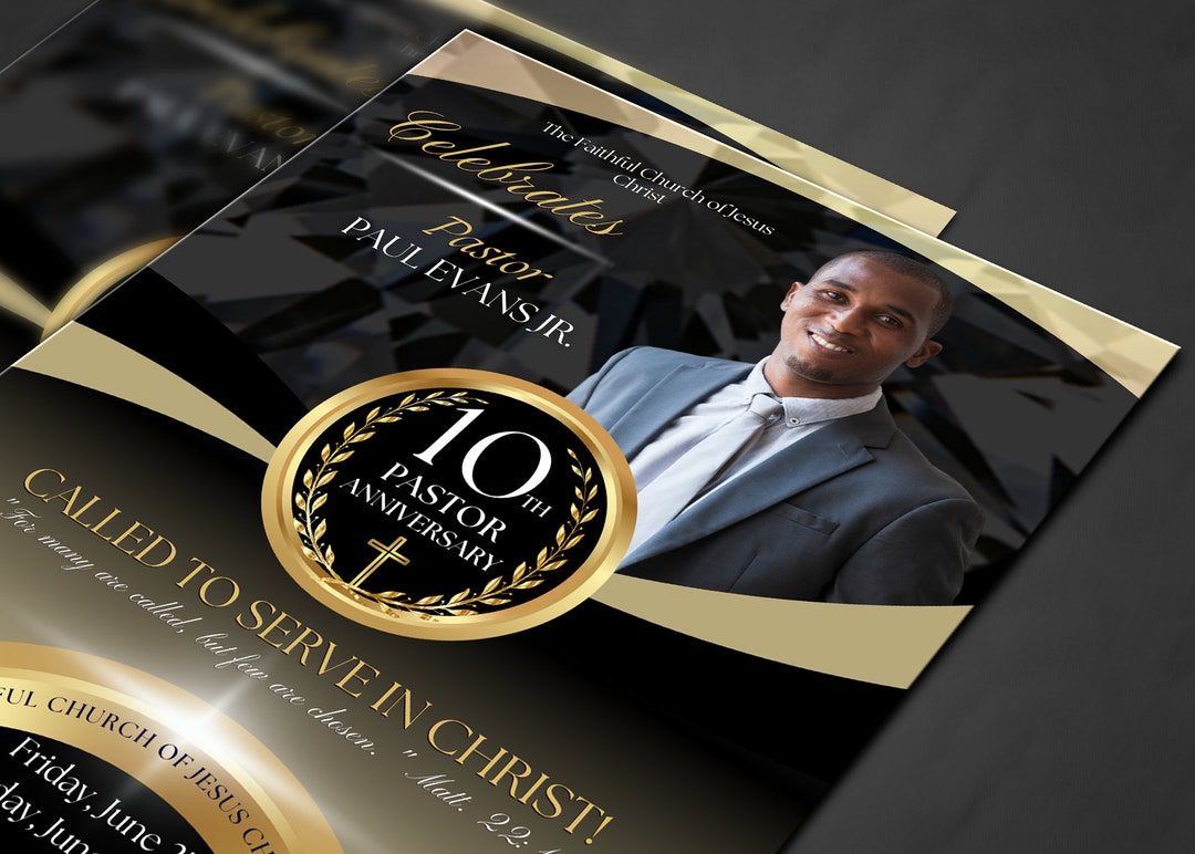 Black Gold Church Anniversary Flyer Double Sided Template - Etsy