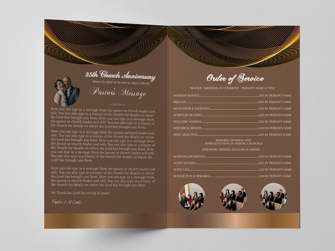 Church / Pastoral Anniversary Program Template Editable in Corjl ...