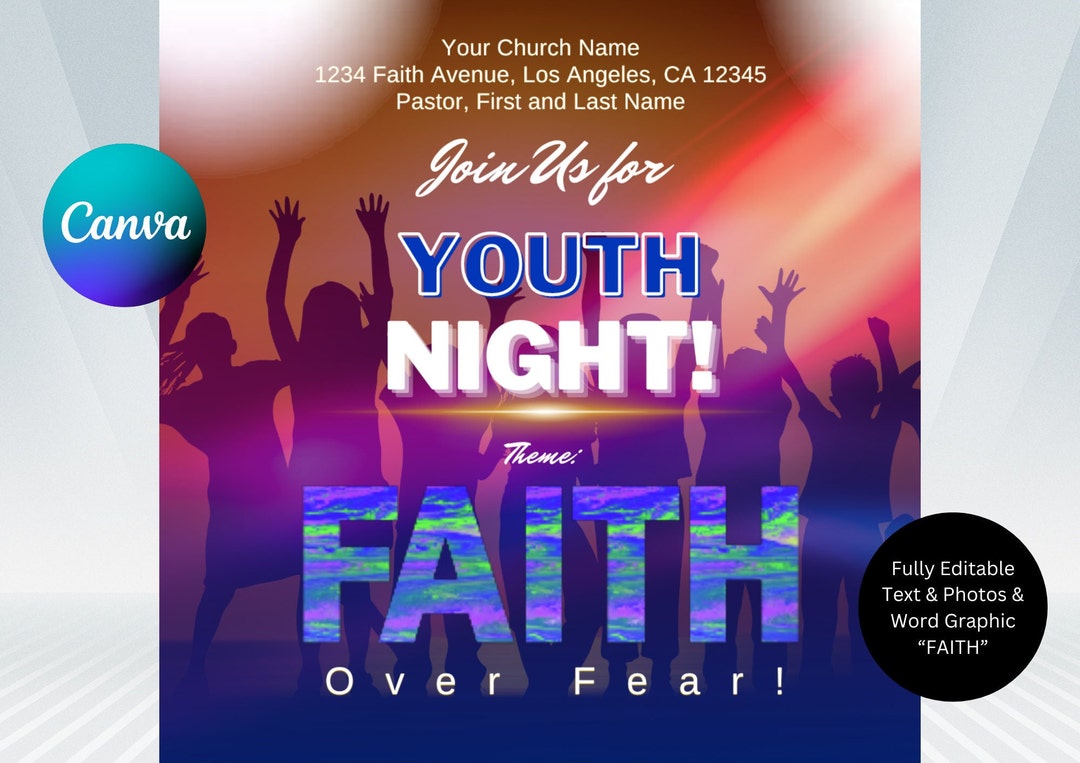 CANVA Youth Church Flyer Canva Template - Etsy