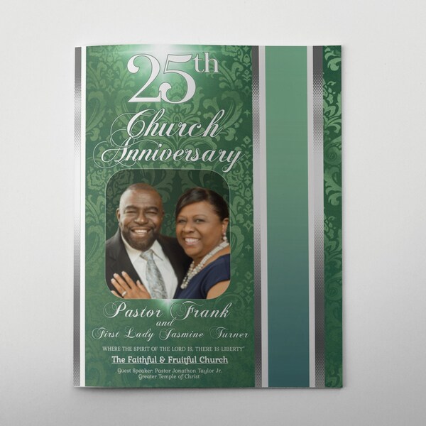 Green Pastor Anniversary Program Template - Etsy
