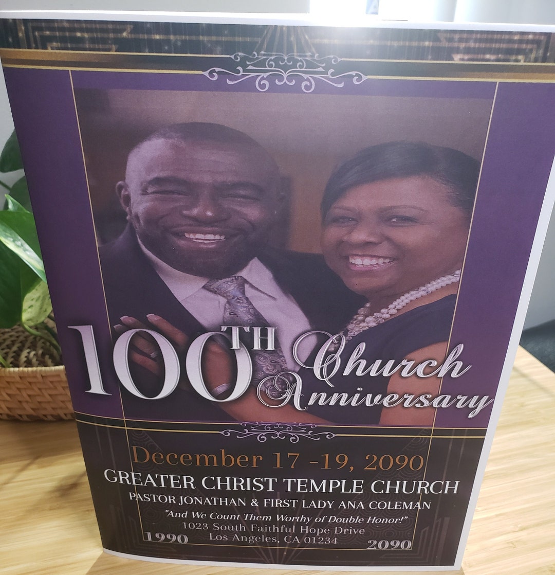 Church Souvenir Book Journal Template DIY Editable in Corjl Rich Purple ...