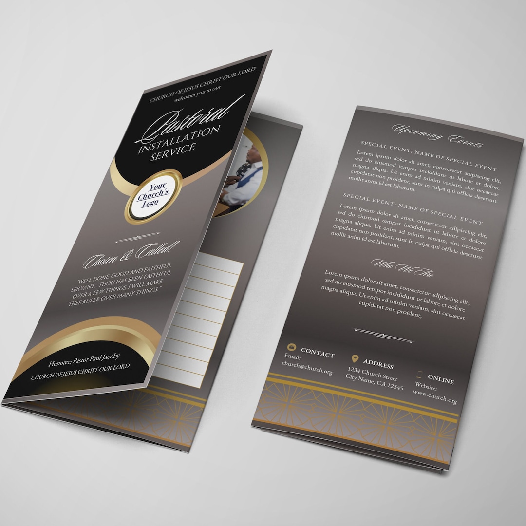 CANVA Church Anniversary Program Template | Black , Gold , Gray| Size ...