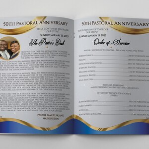 Blue & Gold Church Anniversary Program Template (digital Download) - Etsy