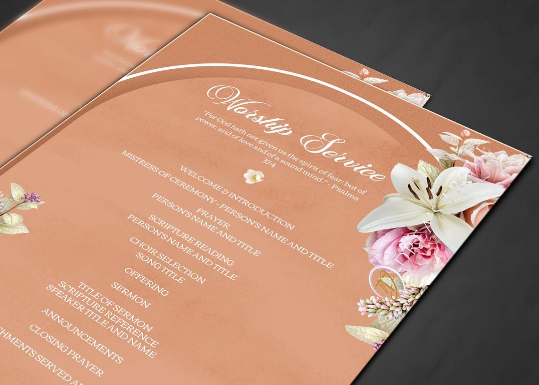 Womens Ministry Church Program Single Sheet Design | Terracotta Peach & White | 8.5x11 | Front ...