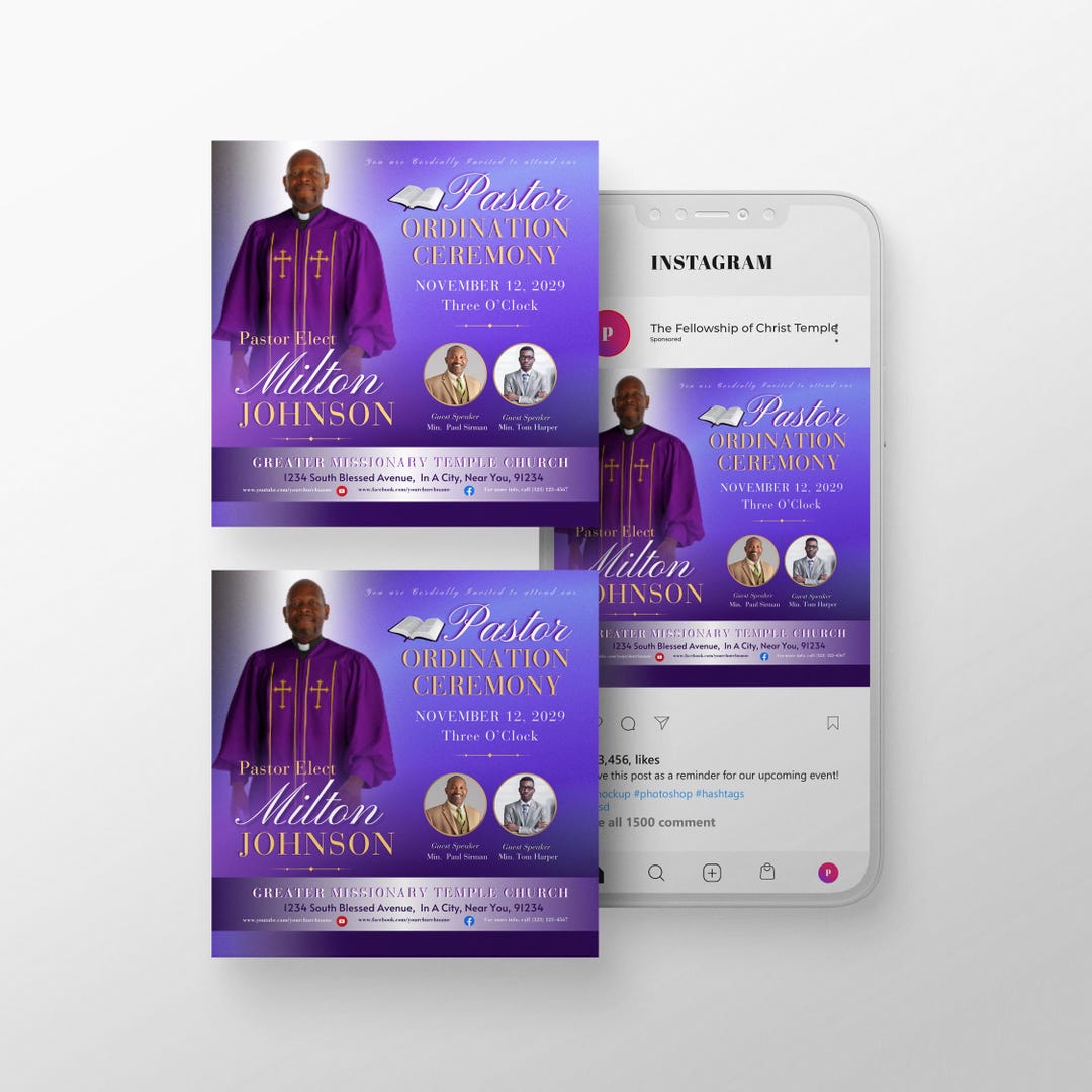 Church Ordination Ceremony Flyer | Church Flyer Editable Canva Template ...