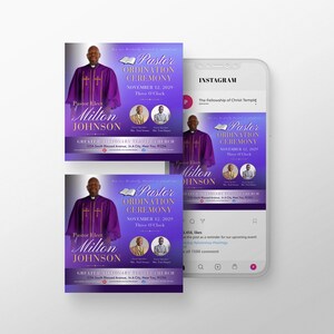 Church Ordination Ceremony Flyer | Church Flyer Editable Canva Template ...