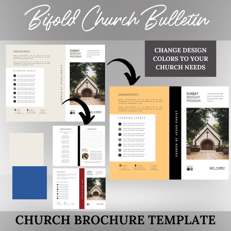 Modern Church Bulletin Template | Editable Colors, Photos (8.5x11) - Etsy