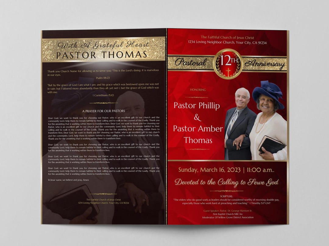 CANVA Church Anniversary Program Template - Editable in Canva | 2 Sizes ...