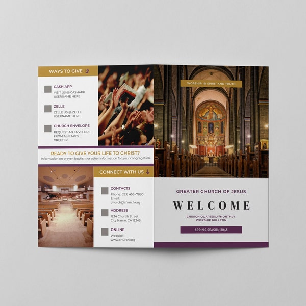 Church Bulletin Canva - Etsy