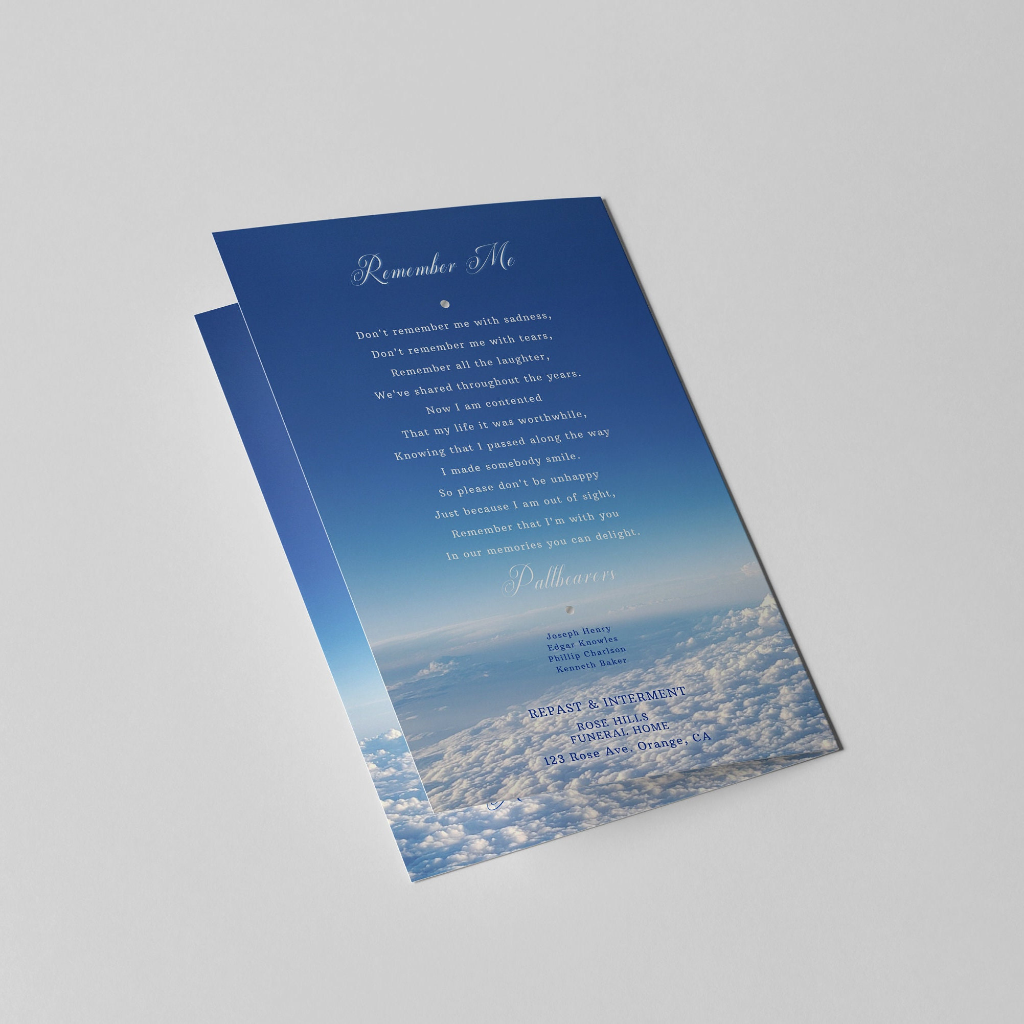 Heavenly Sky Funeral Program Template | Father, Man (digital) - Etsy