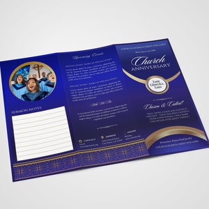 CANVA Blue Gold Pastor Appreciation Church Program | Size: 11x8.5 ...