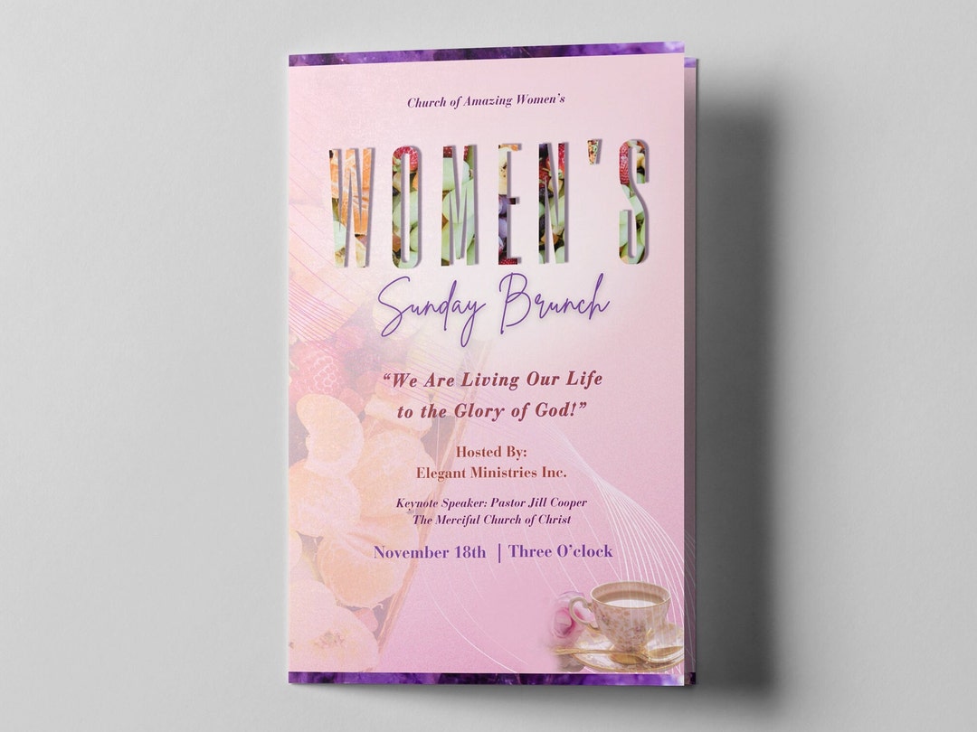 Women's Sunday Brunch Brochure | Church Program Canva Template (11x8.5 ...