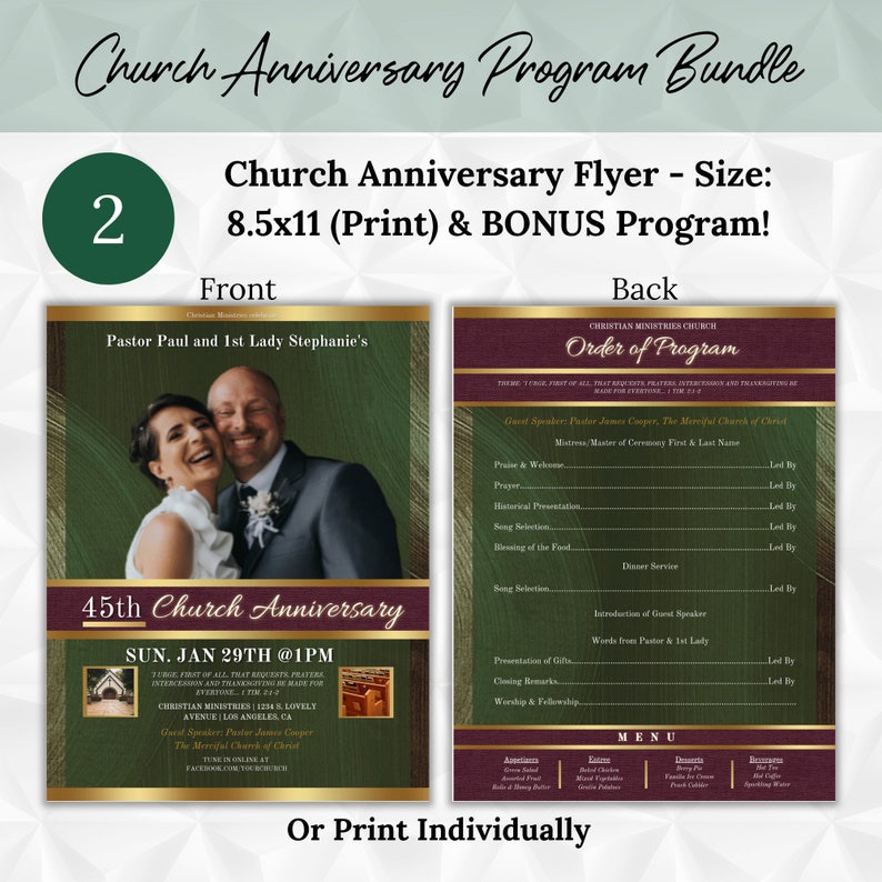 Burgundy & Gold Church Anniversary Program Bundle (canva Editable) - Etsy