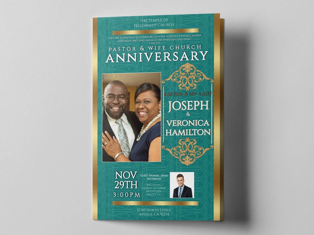 CORJL Church Anniversary Program Template | Editable | Royal Teal Green ...